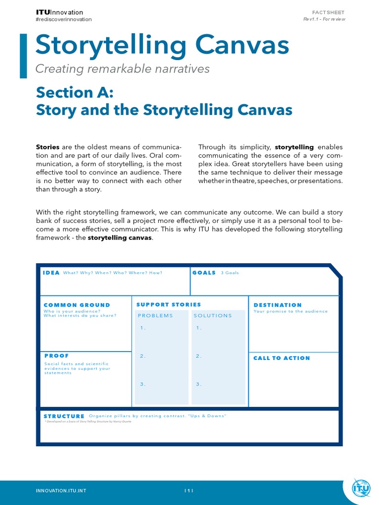 Story Telling Canvas Factsheet | PDF | Storytelling | Brainstorming