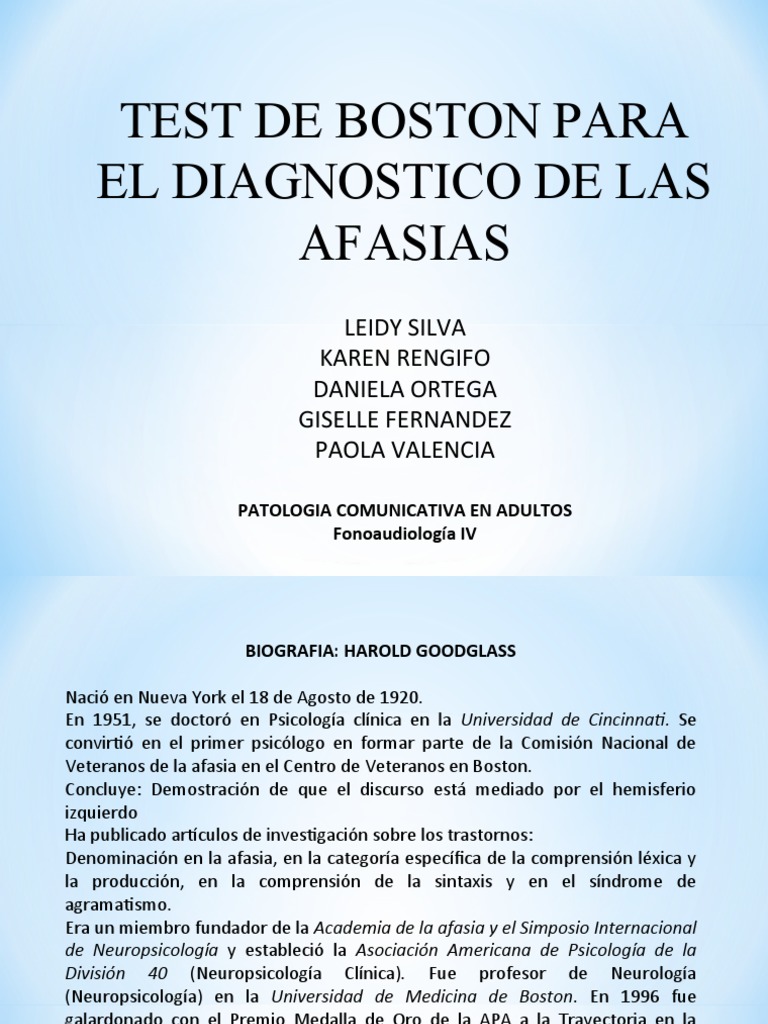 Test Boston Afasia – Boston Diagnostic Aphasia Test – CSDH