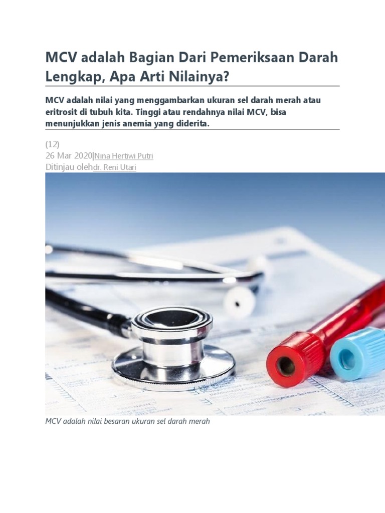 Indeksneritrosit MCV | PDF