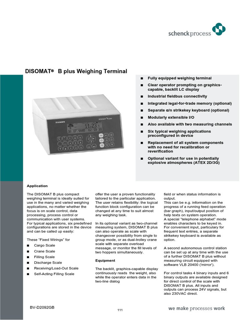 Disomat Weighing Terminal | PDF | Input/Output | Computer Keyboard