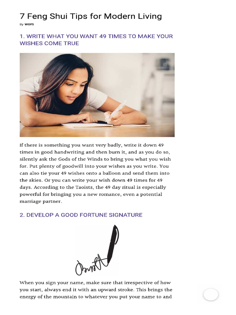 7 Feng Shui Tips For Modern Living - WOFS | PDF