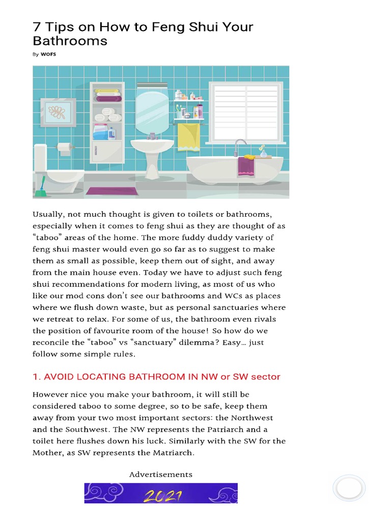 7 Tips On How To Feng Shui Your Bathrooms - WOFS | PDF