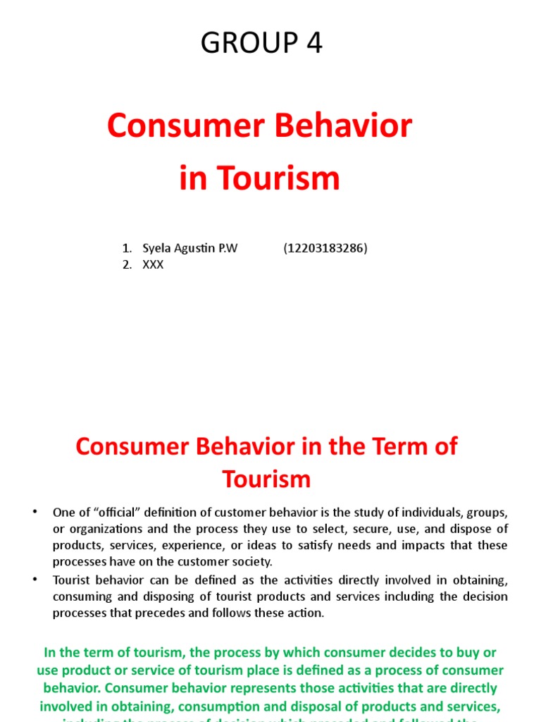 GROUP 4 - Consumer Behavior in Tourism | PDF | Social Science