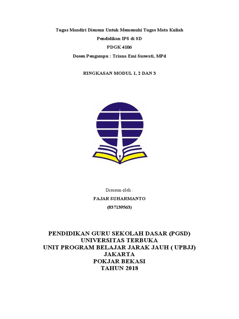 Contoh Cover Tugas Universitas Terbuka Pdf
