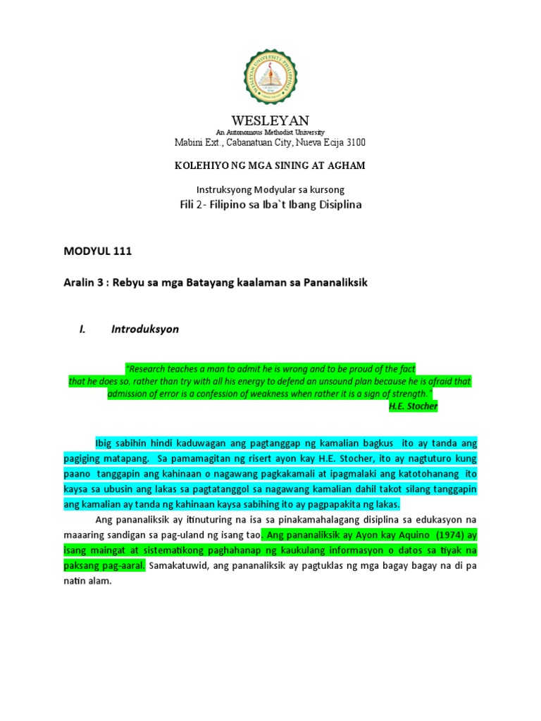 Modyul 3 Fildis | PDF