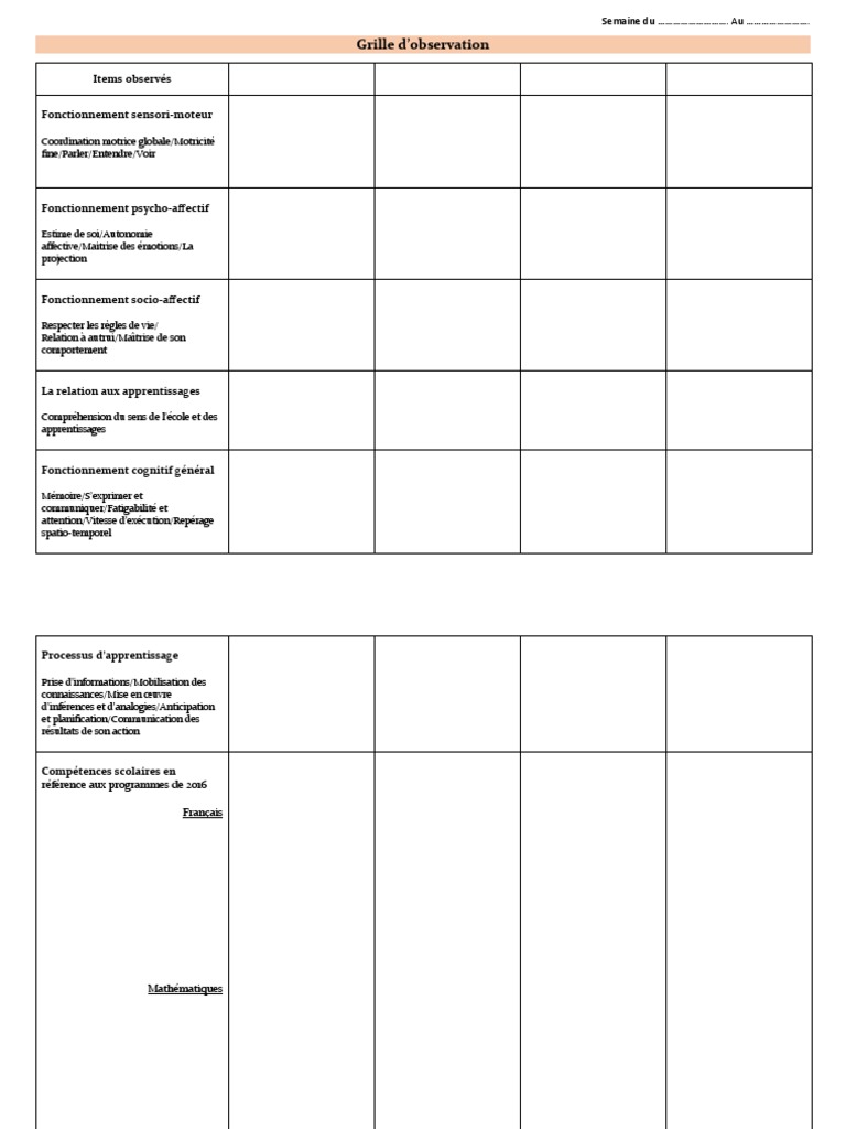 Grille D Observation | PDF