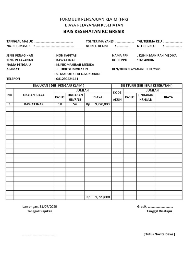 FPK Manual Dan Kwitansi RINAP | PDF