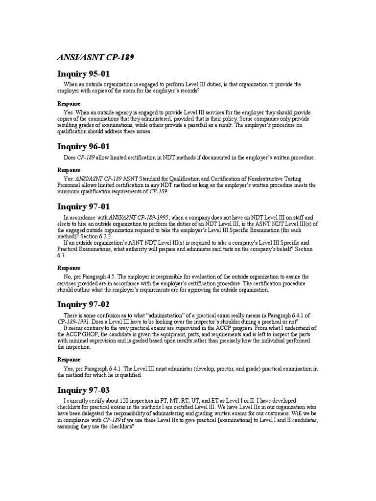 2040 - CP-189 Interpretations 2020 | PDF | Nondestructive Testing ...