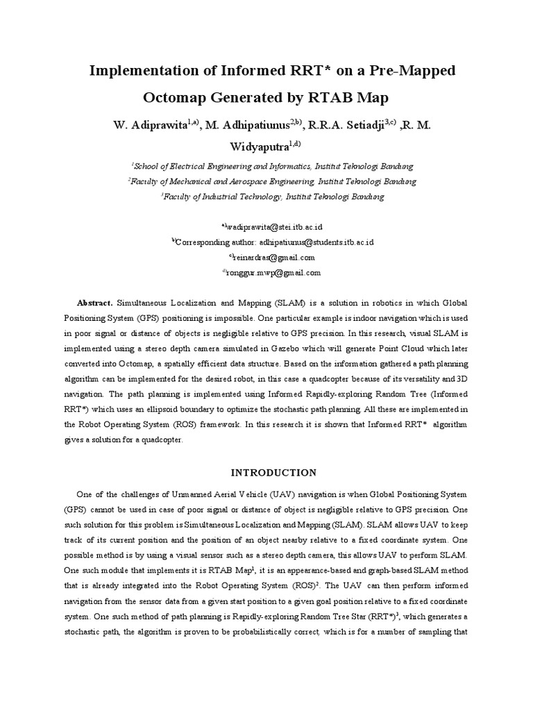 Implementation of Informed RRT - On A Pre-Mapped Octomap Generated by ...