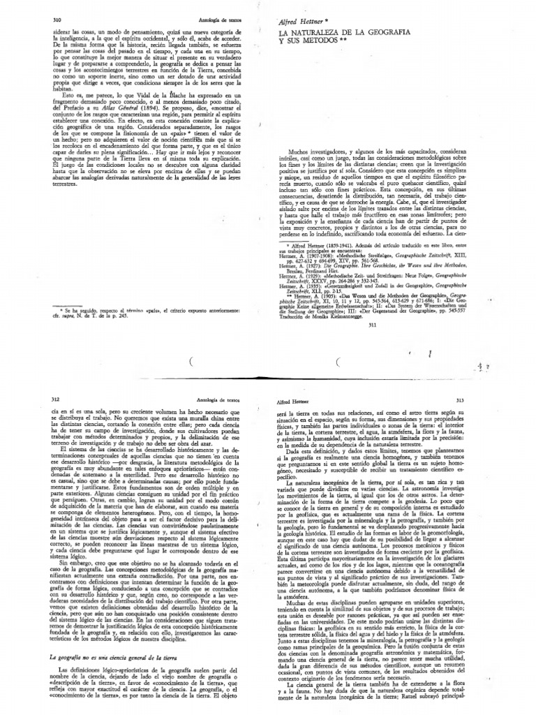 Aportes de Alfred Hettner a la Geografía | PDF | Geografía | Tierra