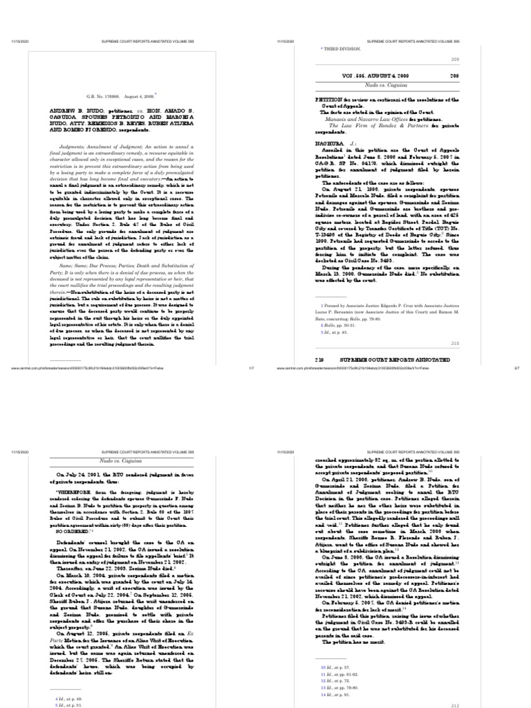 Nudo vs. Caguioa | PDF | Judgment (Law) | Lawsuit