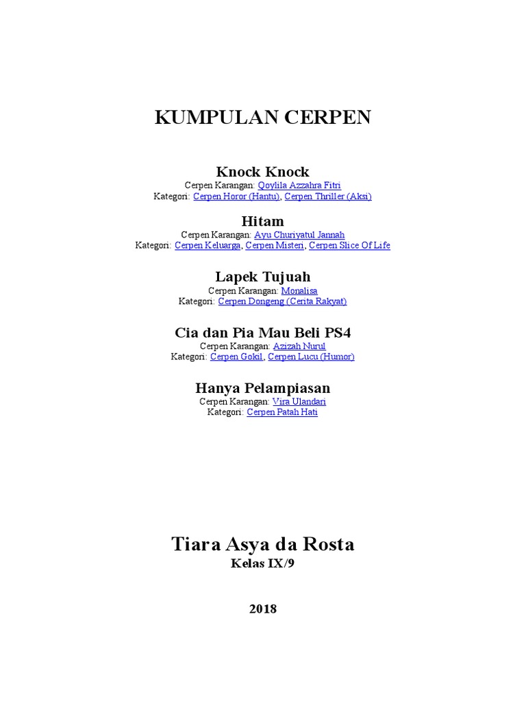 Kumpulan Cerpen Horor dan Misteri | PDF