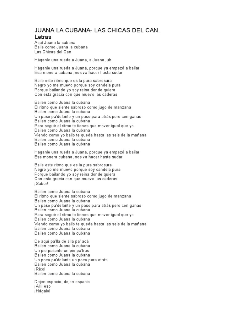 Letra de "Juana la Cubana" | PDF