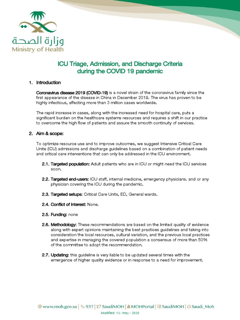 ICU Criteria During | PDF | Intensive Care Unit | Intensive Care Medicine