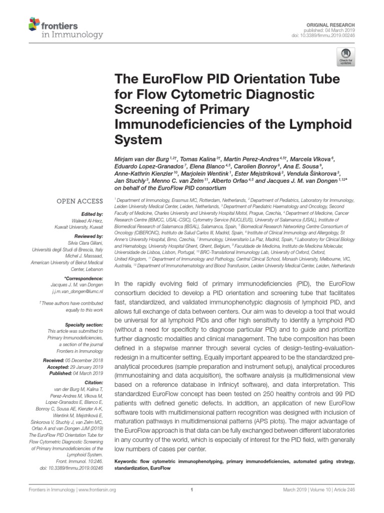 The EuroFlow PID Orientation Tube For Flow Cytometric Diagnostic ...