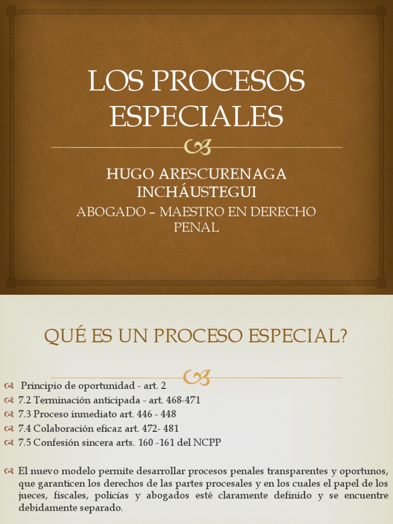 Los Procesos Especiales | PDF | Procedimiento Criminal | Derecho penal