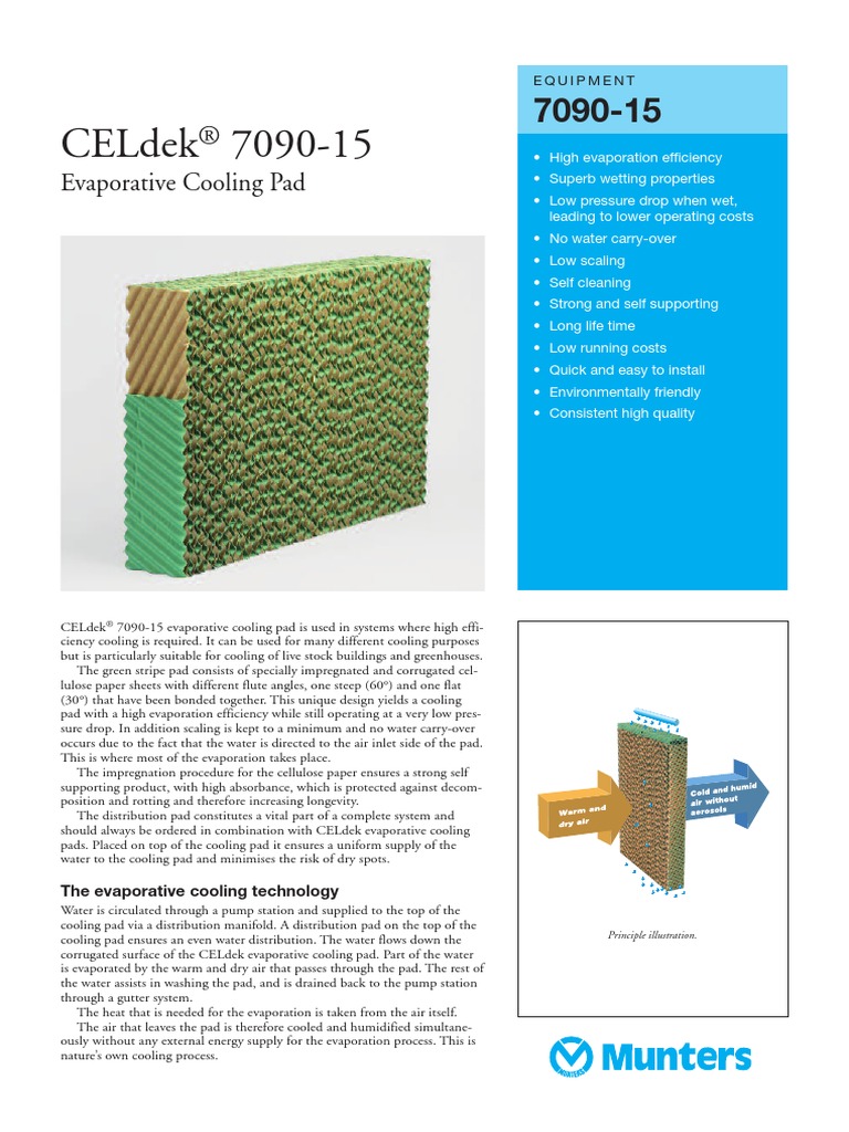 Celdek 7090-15: Evaporative Cooling Pad | PDF | Evaporation | Water