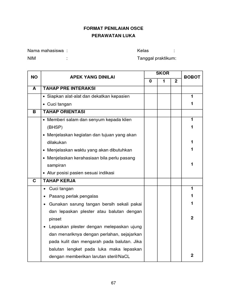 Format Penilaian OSCE Perawatan Luka | PDF