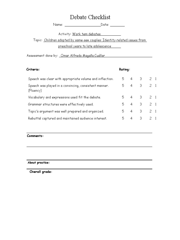 Debate Checklist | PDF