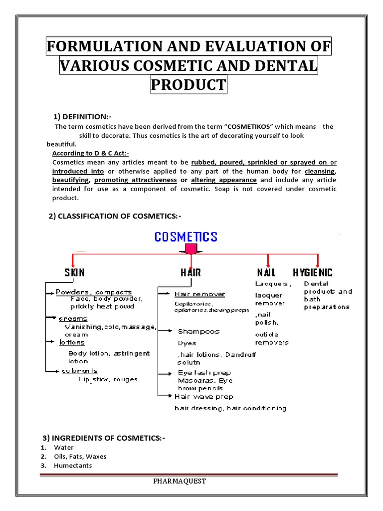 Formulation and Evaluation of Various Cosmetic and Dental Product | PDF ...