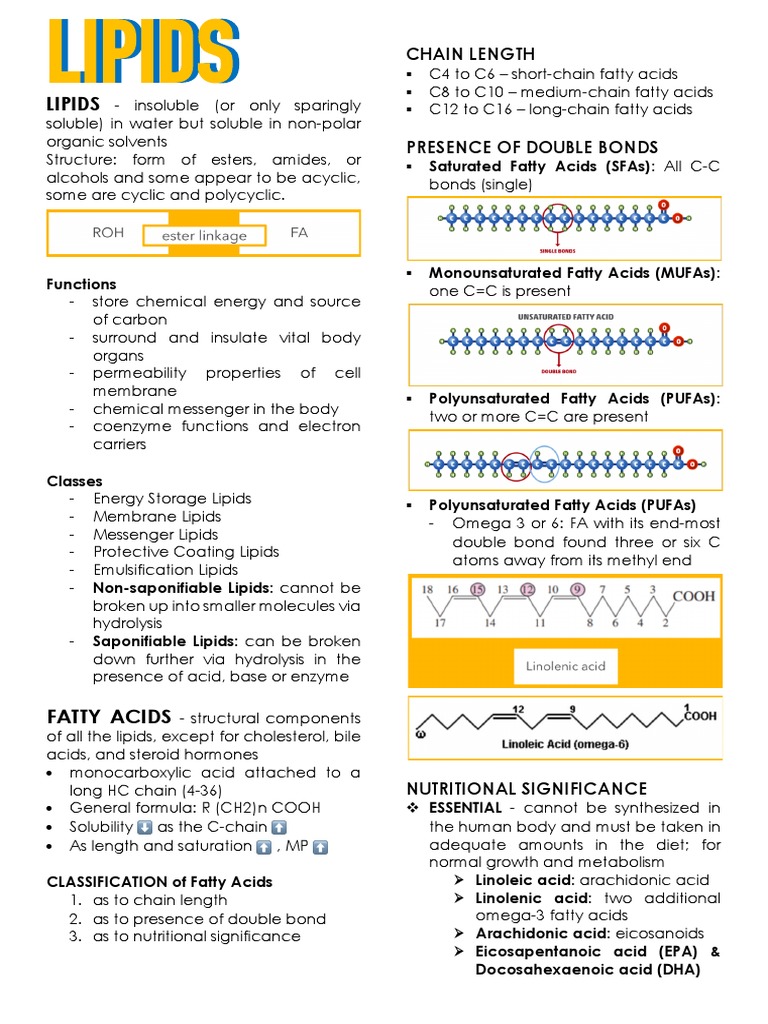 Biochem Lipids Notes | PDF | Lipid | Fatty Acid