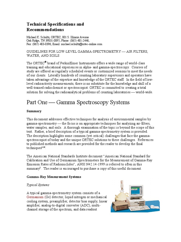 Part One Gamma Spectroscopy Systems: Technical Specifications and ...