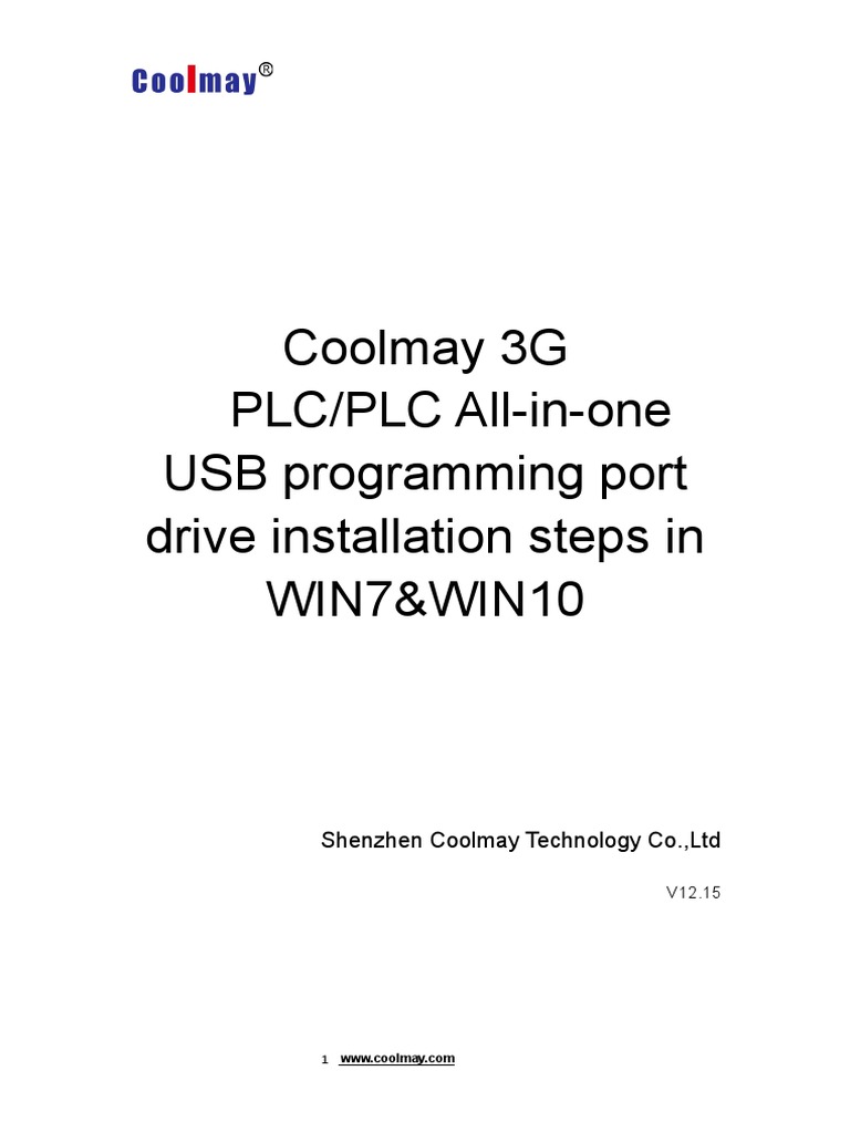 Coolmay 3G PLC, All-In-One USB Programming Port Drive Installation Steps in WIN7&WIN10 | PDF ...