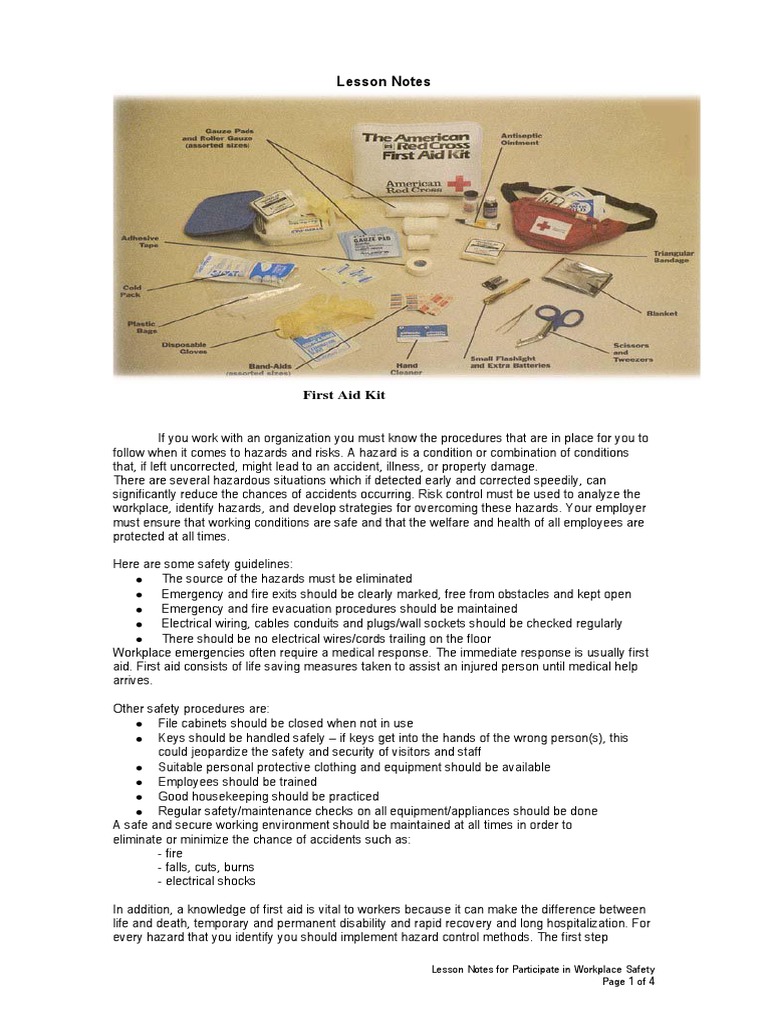 Lesson Notes - Workplace Safety | PDF | Emergency | Occupational Safety ...