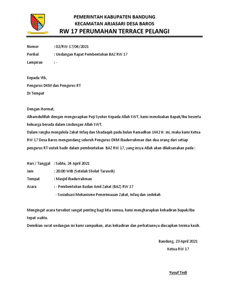 Surat Pembentukan BAZ | PDF