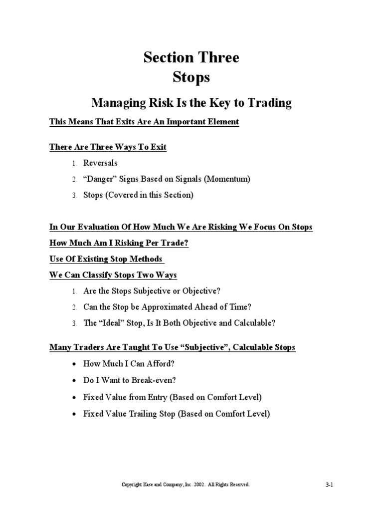 Kase Handout On Stops | PDF | Volatility (Finance) | Probability ...