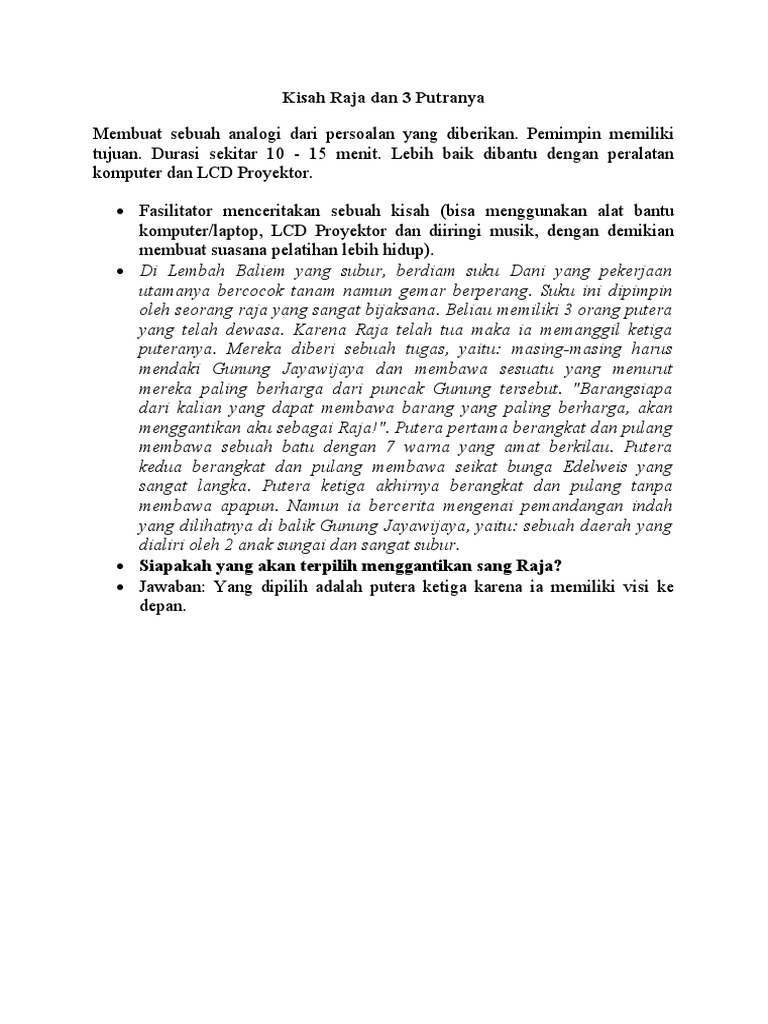 Kisah Raja Dan 3 Putranya | PDF | Perjalanan | Sejarah