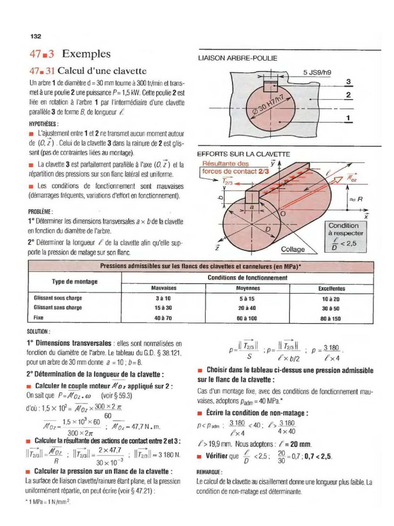 Exemple de Calcul de Clavette | PDF