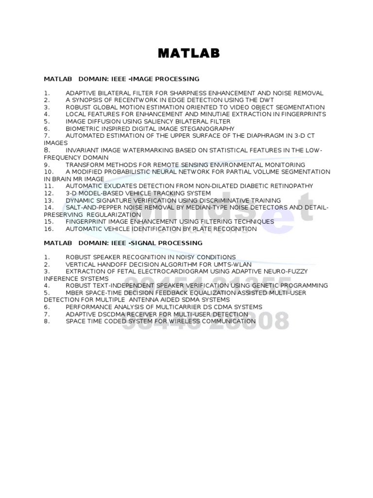 Matlab: Matlab Domain: Ieee - Image Processing | PDF | Fingerprint ...