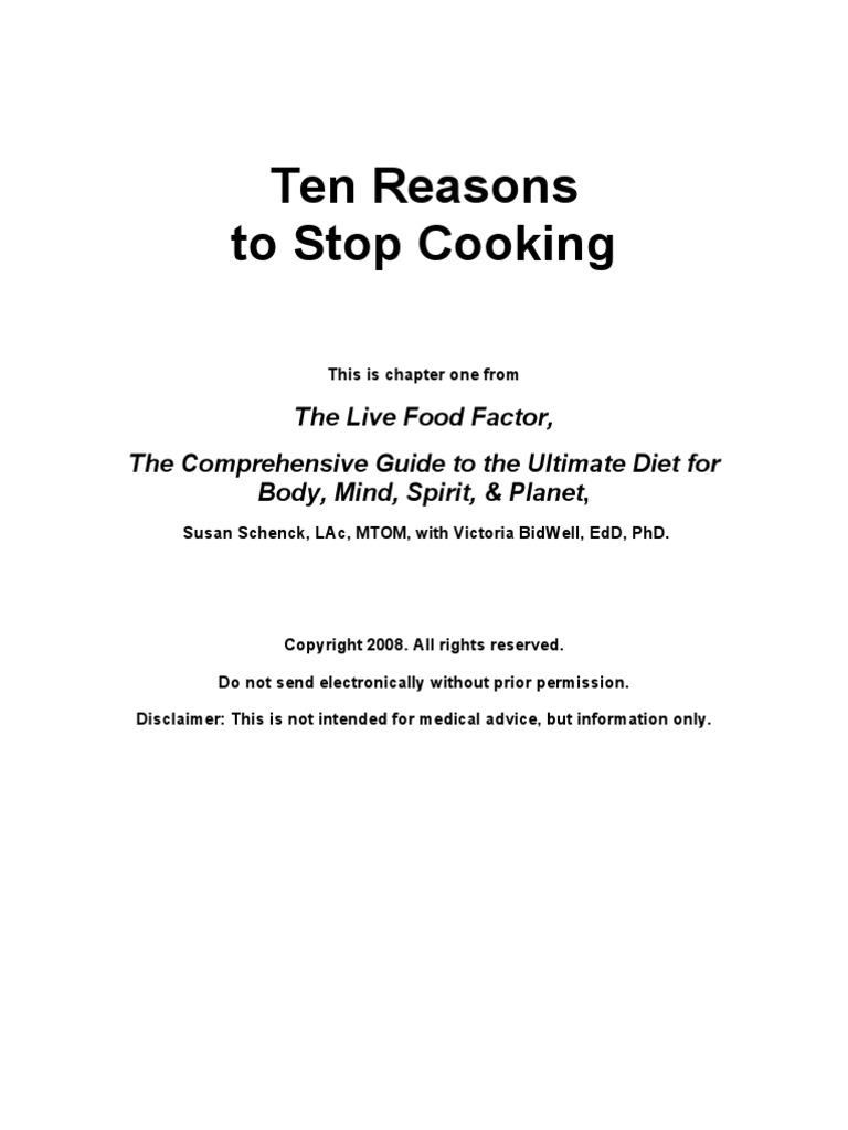 Ten Reasons To Stop Cooking | PDF | Raw Foodism | Foods