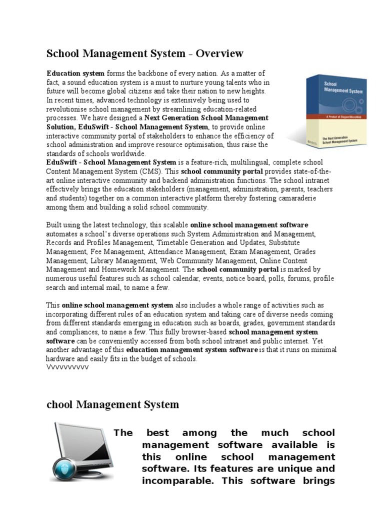School Management System | PDF | Enterprise Resource Planning | Internet
