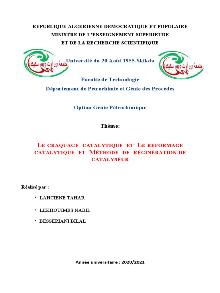 Craquage et Reformage Catalytique | PDF | Catalyse | Hydrogénation