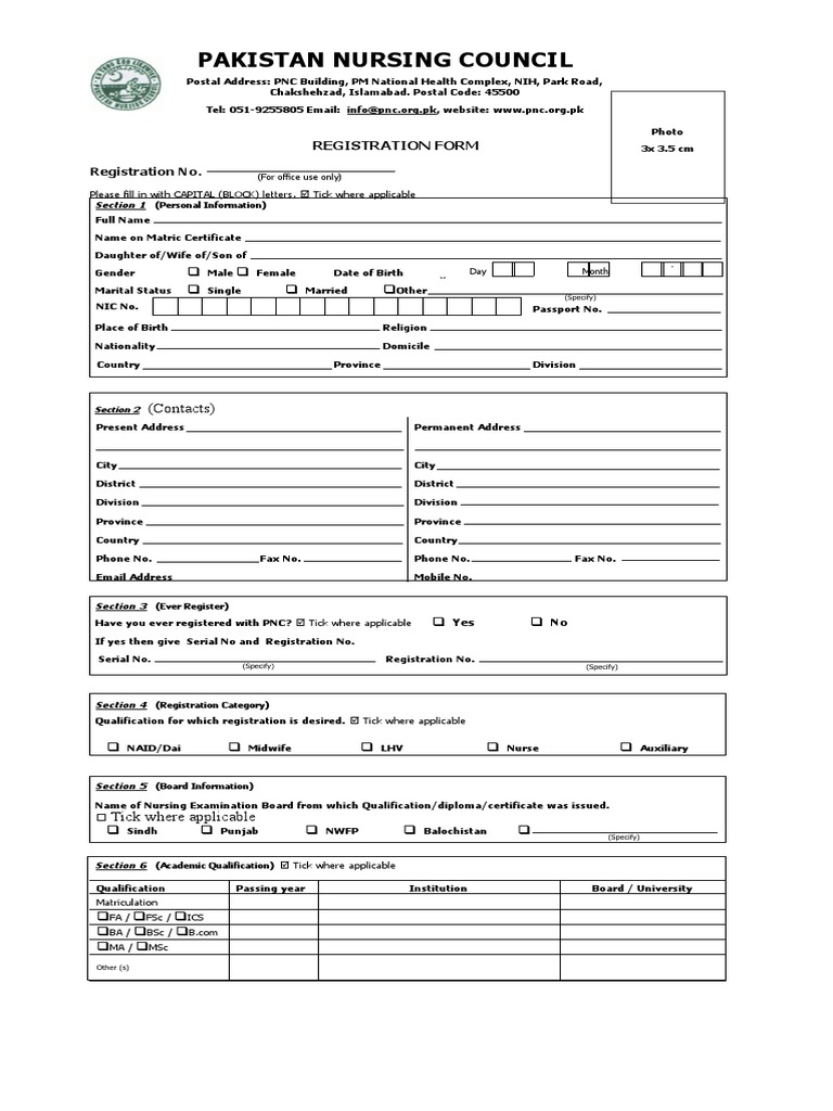 PNC Registration Form - 2 | PDF | Nursing | Business