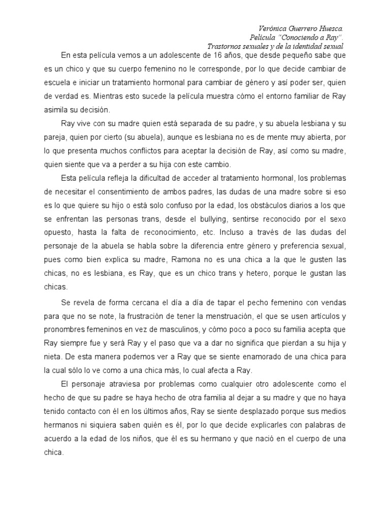 Pelicula Conociendo A Ray | PDF | Lesbianas | Sicología