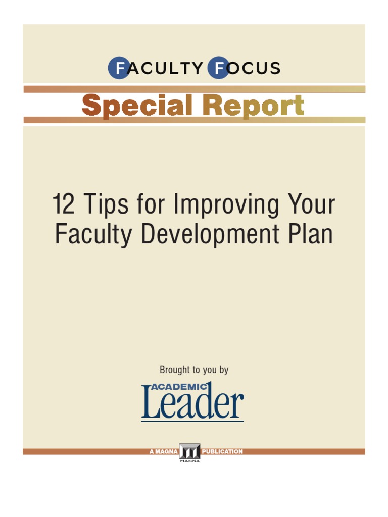 12 Tips For Improving Your Faculty Development Plan: Leader | PDF ...