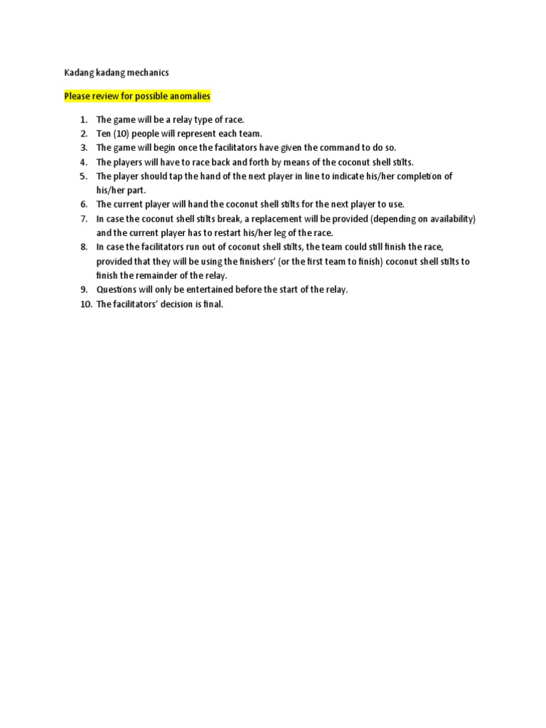 Kadang Kadang Mechanics | PDF | Sports & Recreation
