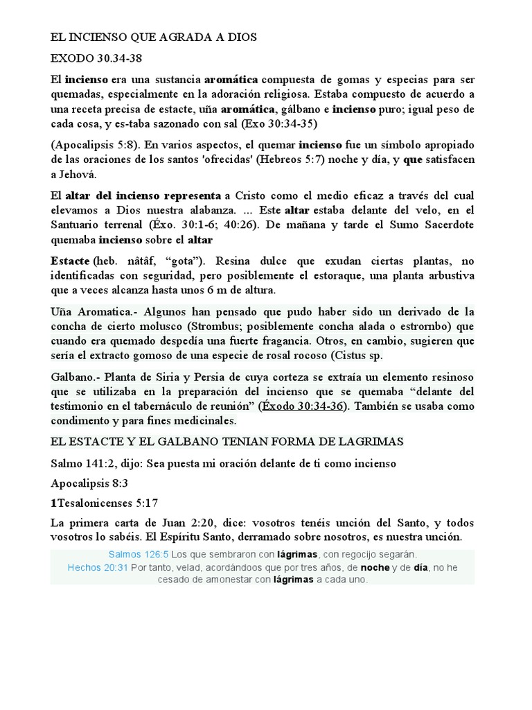 El Incienso Que Agrada A Dios | PDF