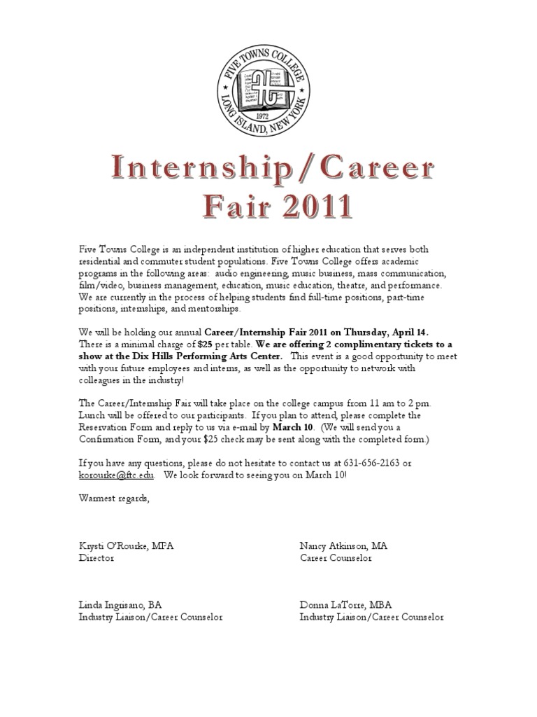Five Towns College Career Fair Invitation Letter 2011 | PDF