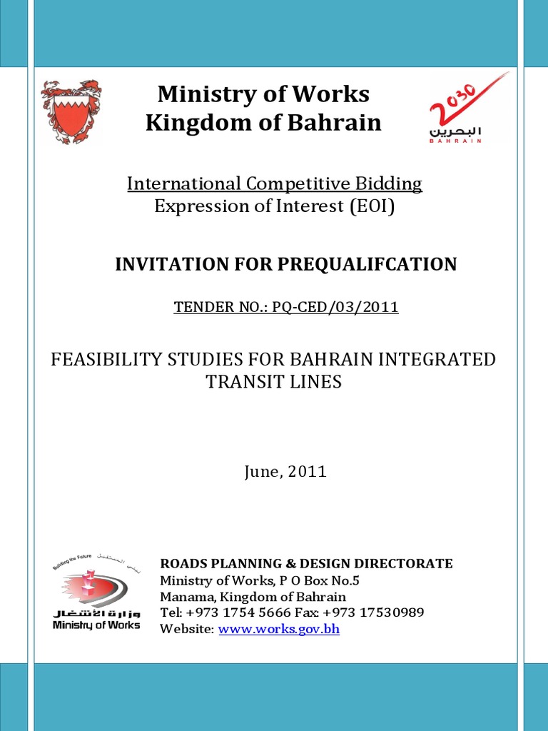 Bahrain Transit Lines Feasibility Prequalification | PDF | Public ...