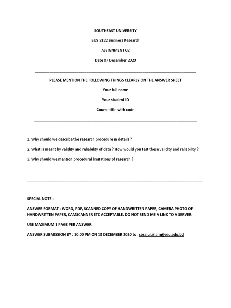 Business Research - Assignment 2 | PDF