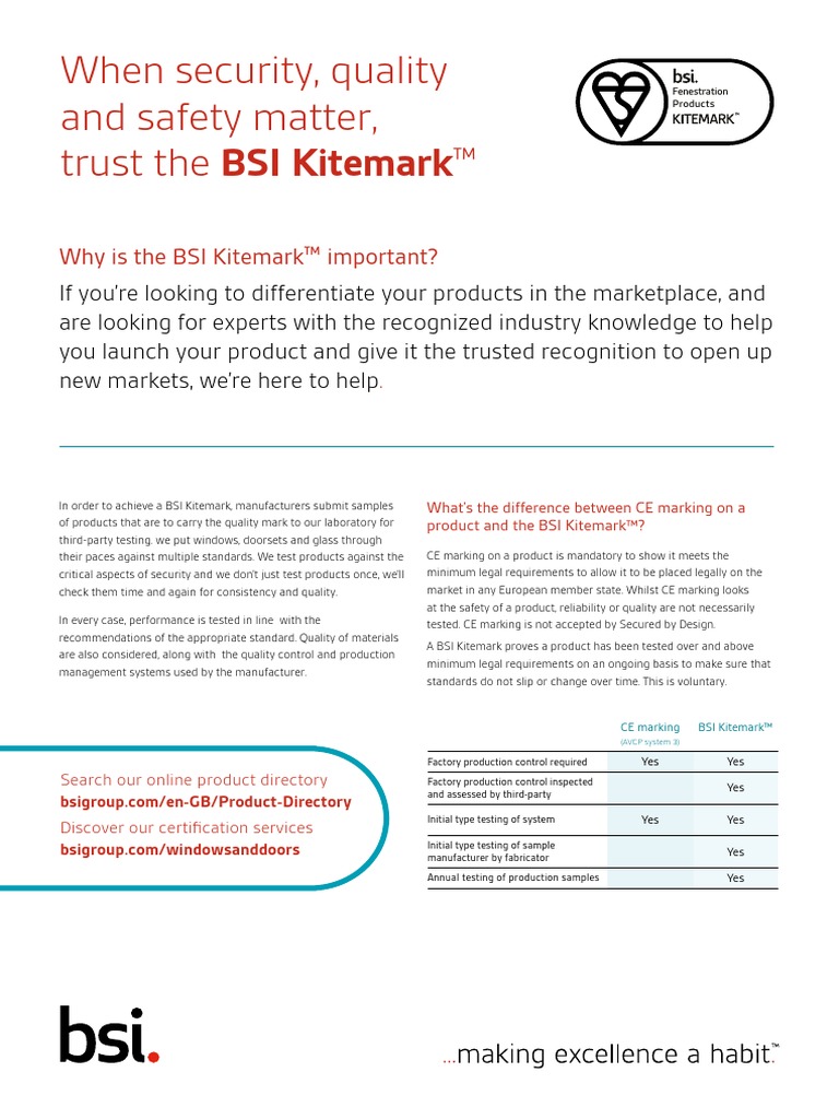When Security, Quality and Safety Matter, Trust The BSI Kitemark | PDF ...