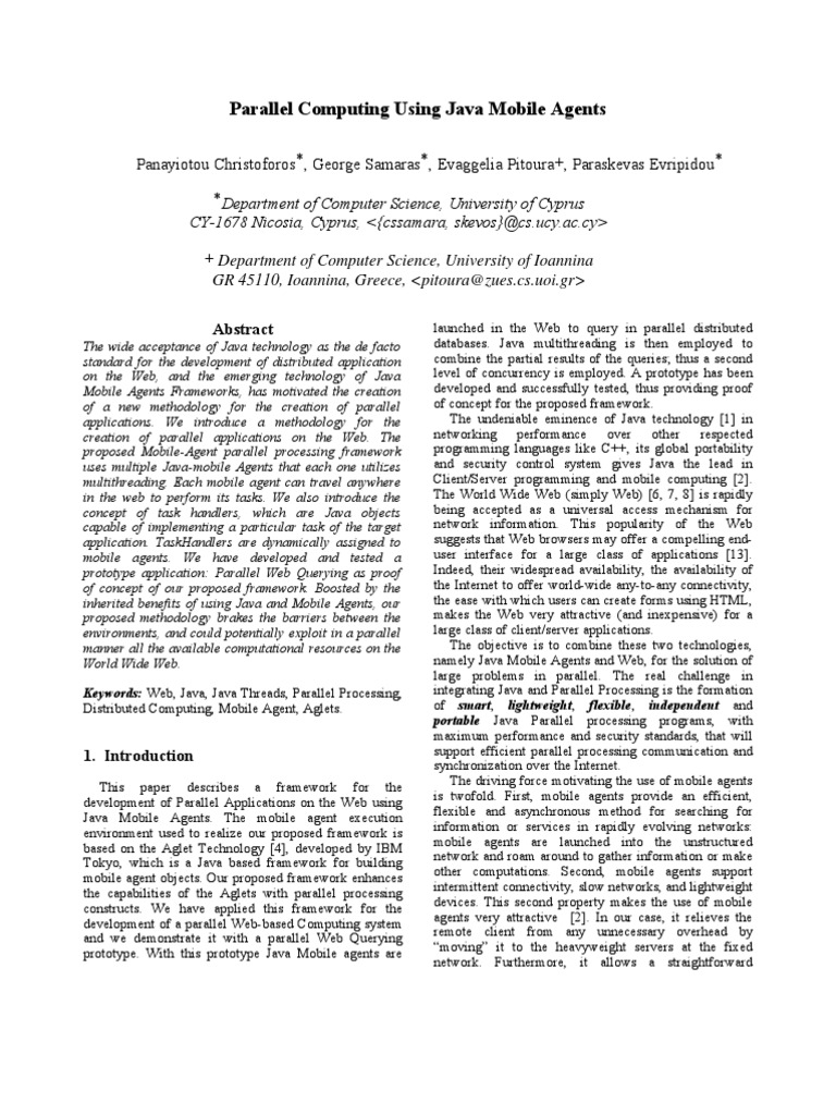 Parallel Computing Using Java Mobile Agents | Download Free PDF | Databases | Parallel Computing