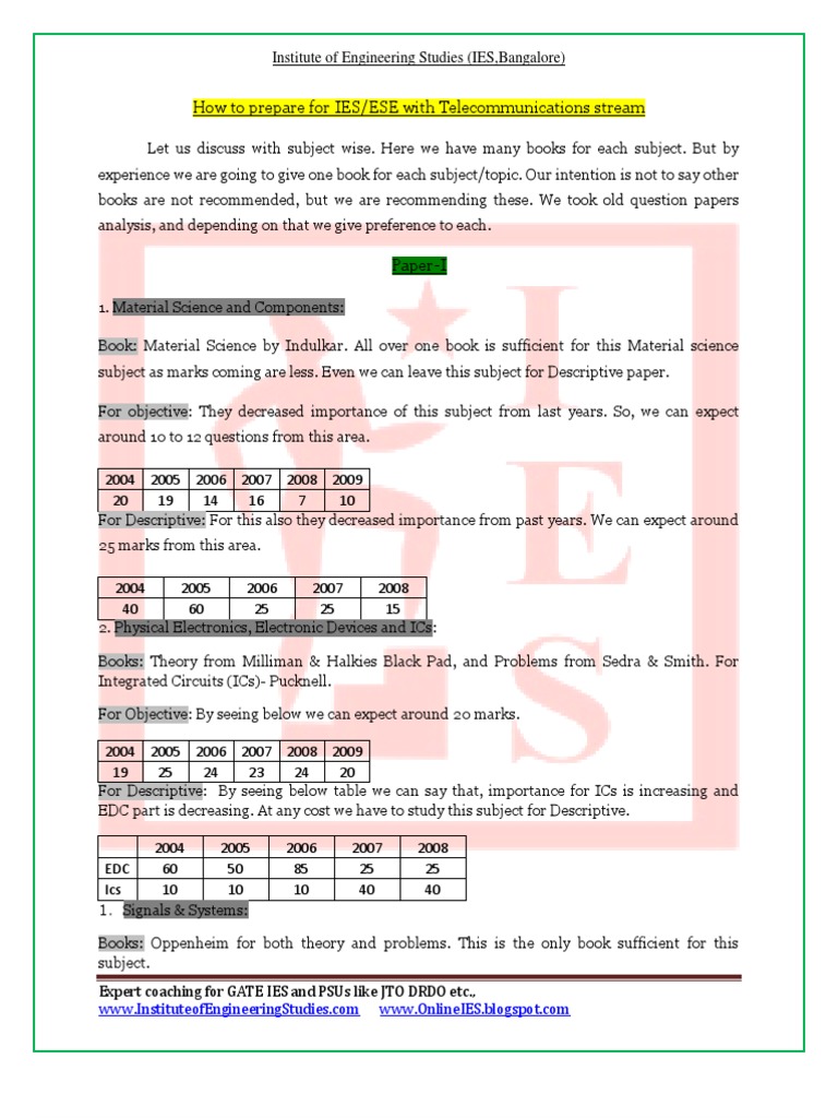 Preparing for the IES/ESE Exam with a Telecommunications Engineering ...
