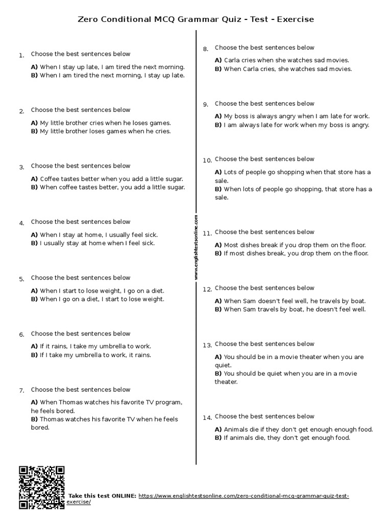 Zero Conditional Grammar Structures: Choosing the Correct If/When ...