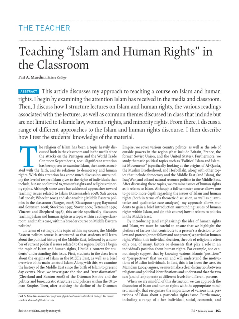 Teaching "Islam and Human Rights" in The Classroom | PDF | Sharia ...