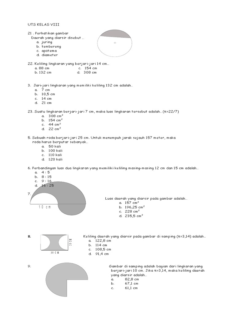 Soal Lingkaran Kelas VIII | PDF